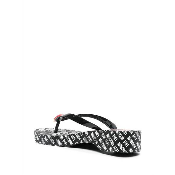 Love Moschino | Shoes | New Love Moschino Womens Logo Wedge Thong Flip ...